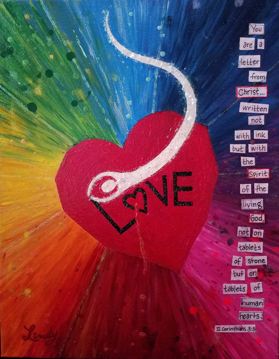 Love Letter, Art Painting, Mixed Media Canvas, Scripture Holy Spirit ...