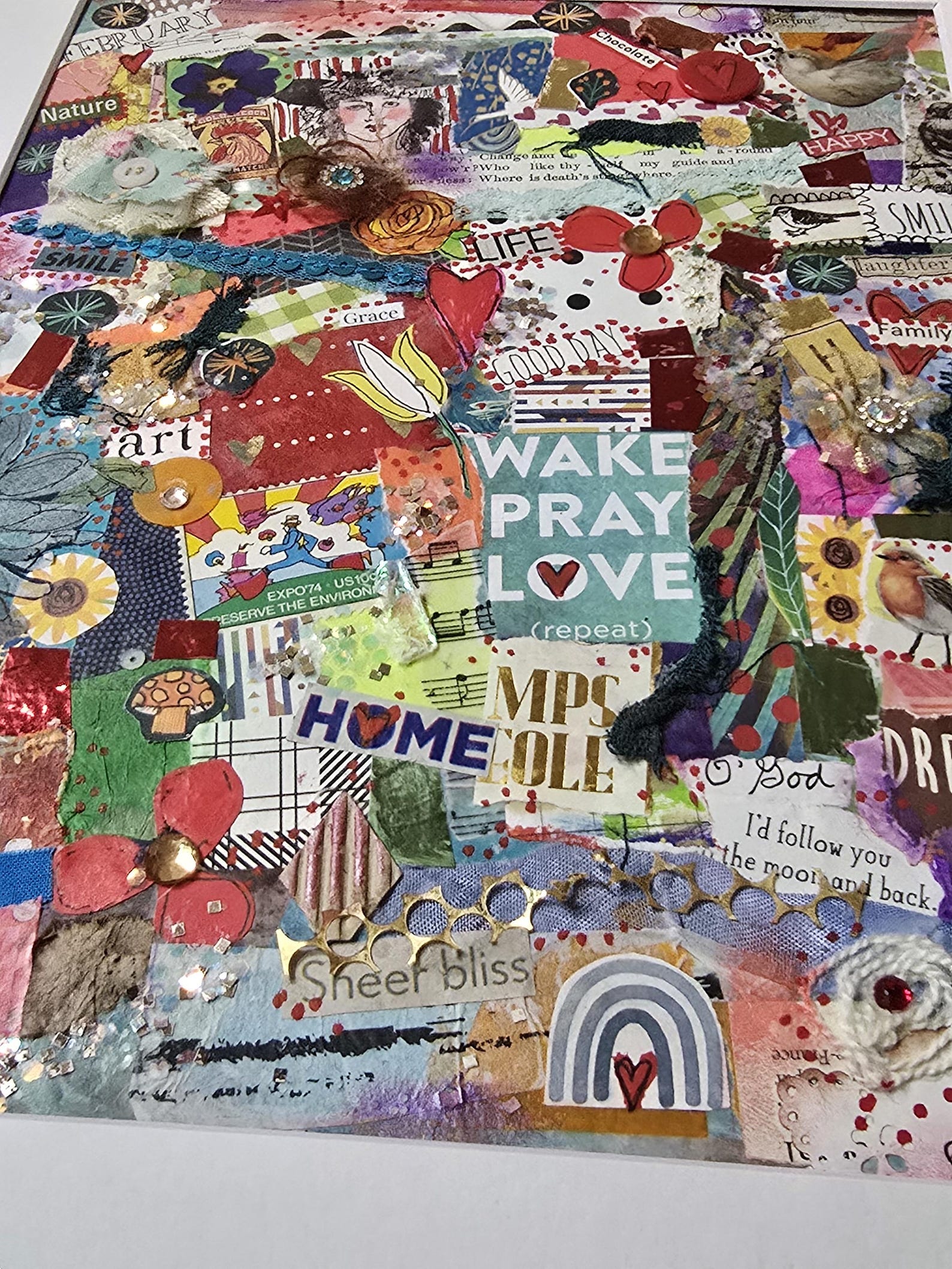 Happy Thoughts Collage Art: Mixed Media Painting, Matted 11x14 - Etsy
