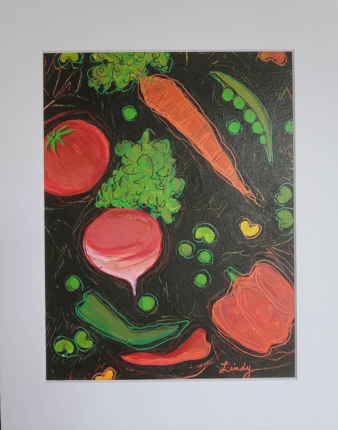 Mixed Vegetables, Art Painting, Mixed Media Abstract, Veggies Food ...