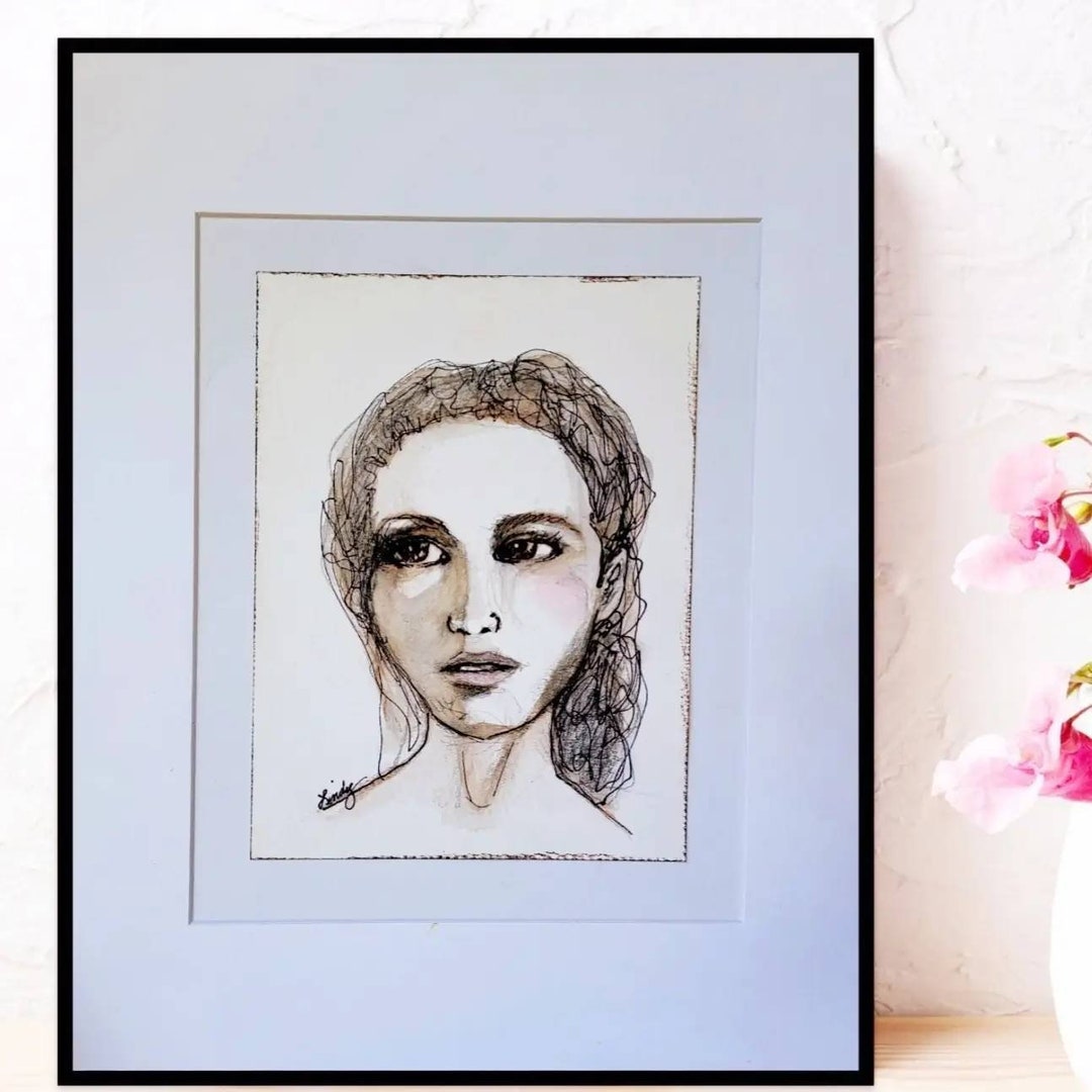 Maggie, Art Painting Abstract, Mixed Media Portrait, She Her Woman ...