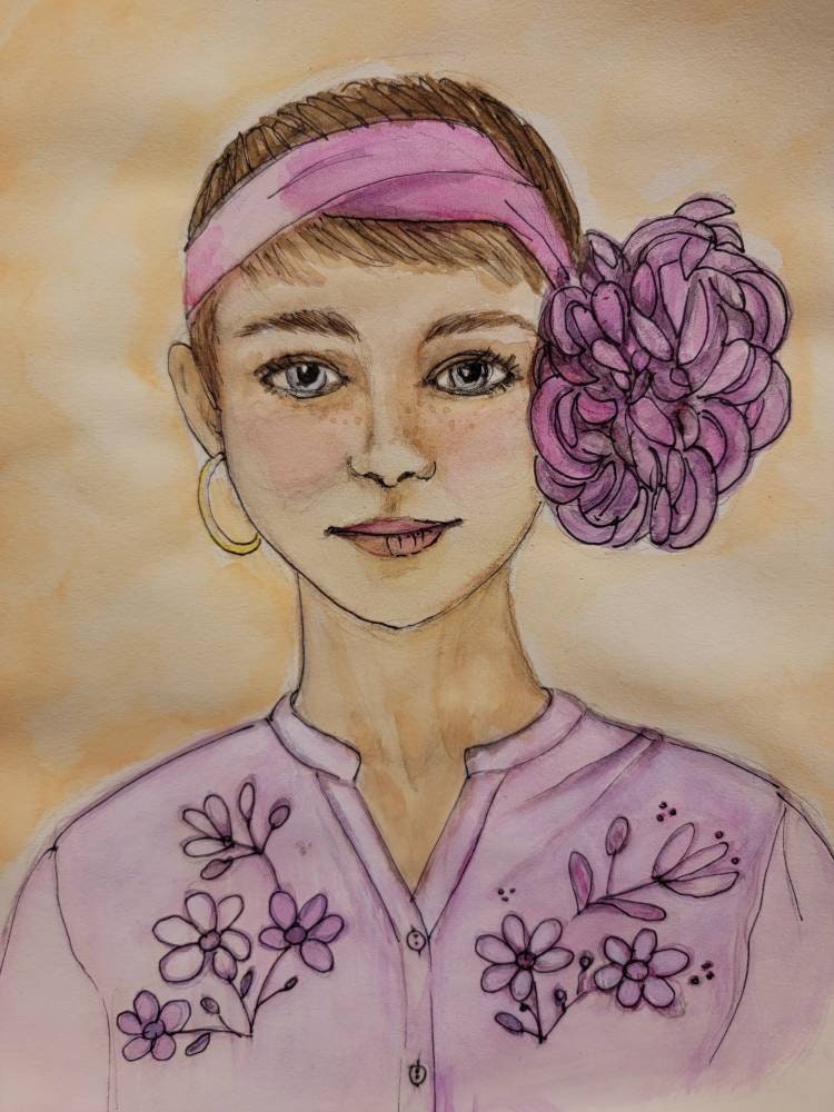 Kalina, Art Painting Abstract, Means Flower, Mixed Media Portrait, She ...