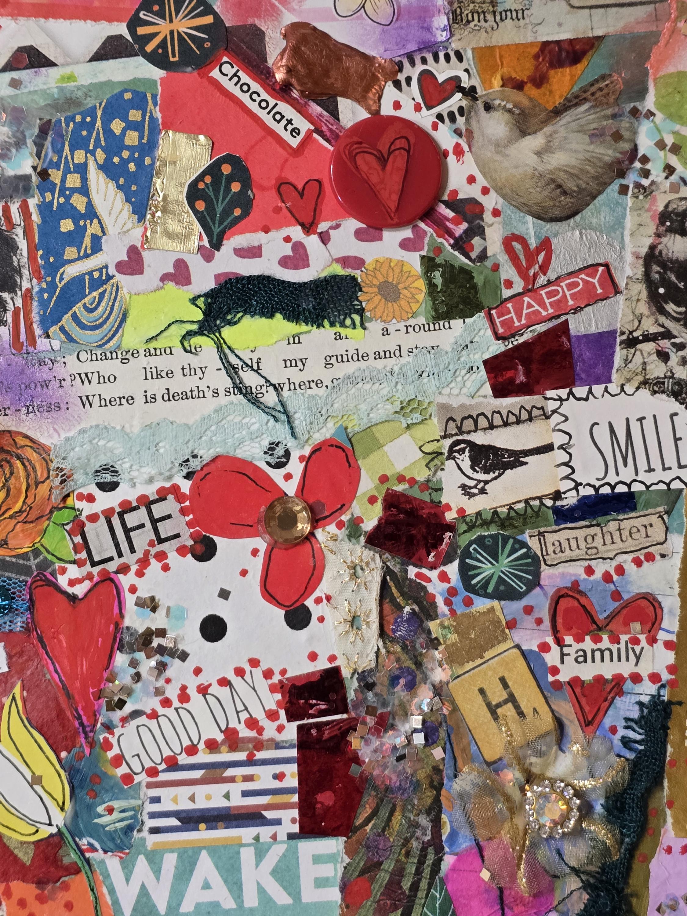 Happy Thoughts Collage Art: Mixed Media Painting, Matted 11x14 - Etsy