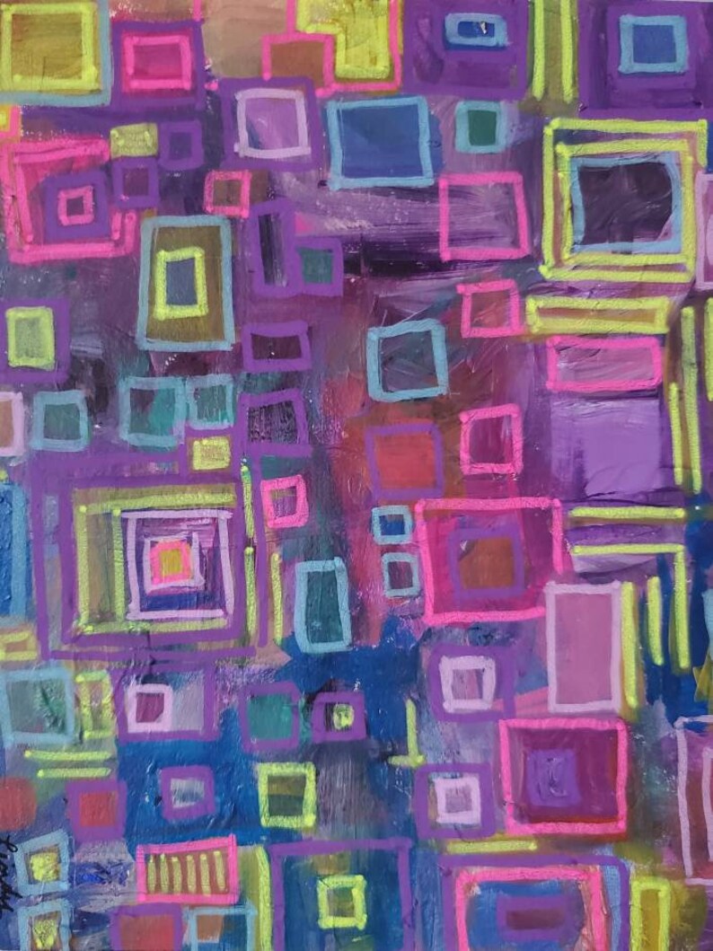 Art Painting Acrylics Square Play Abstract Squares - Etsy
