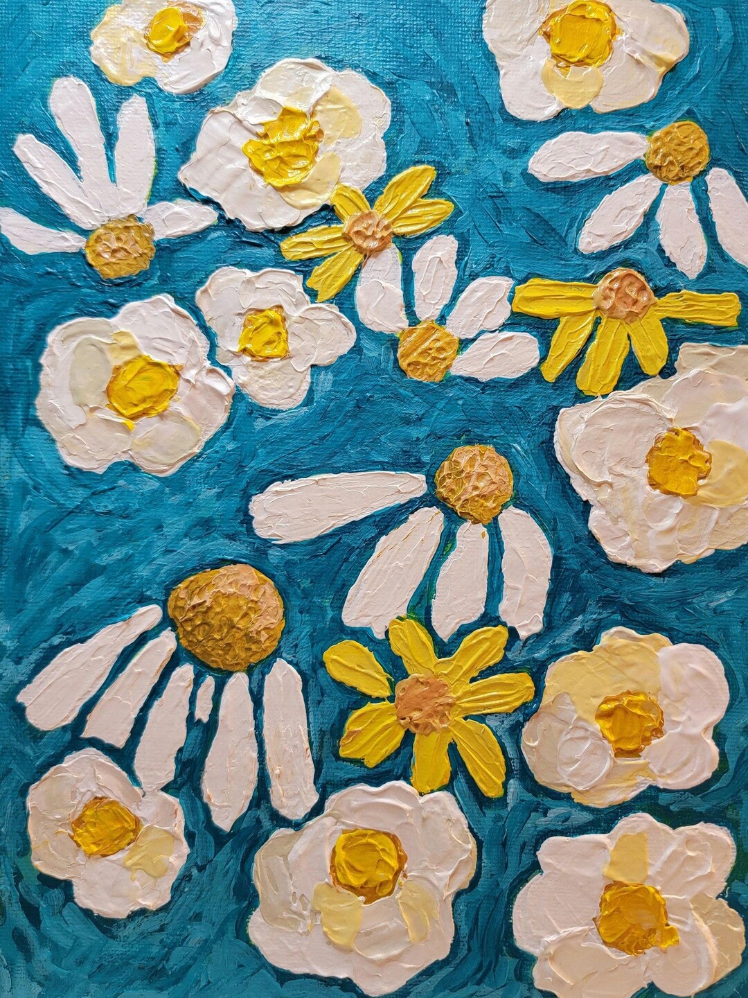 Flower Toss Up, Mixed Media Art, Impasto Painting, on Canvas Board ...