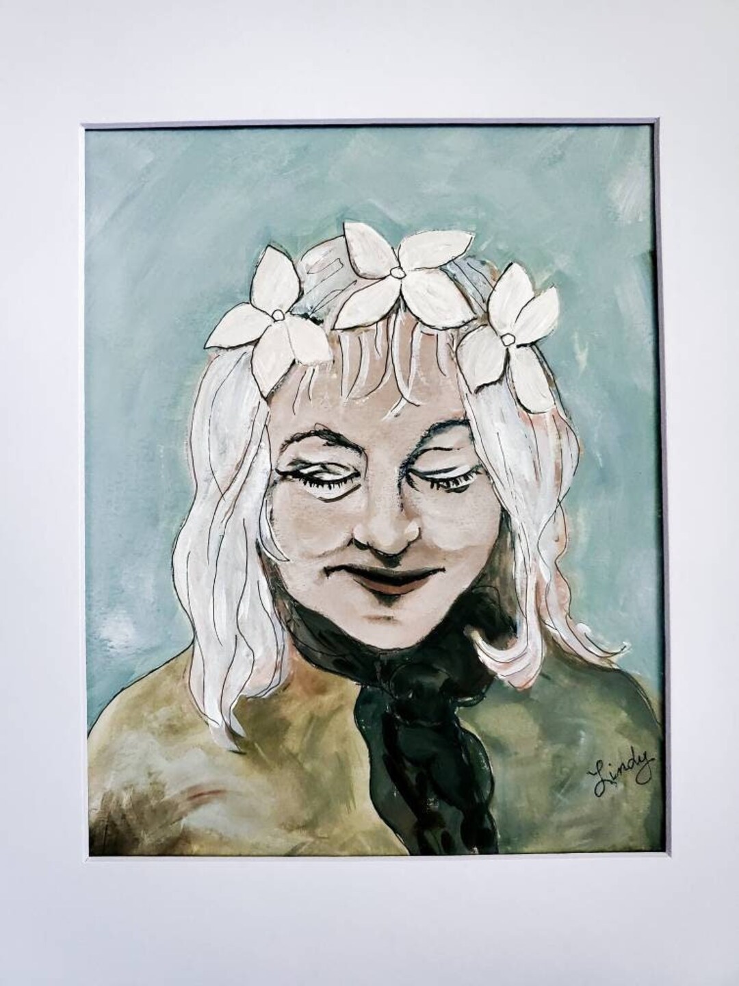 Julie , Art Painting Portrait, Mixed Media, Woman She, Limited Neutral ...