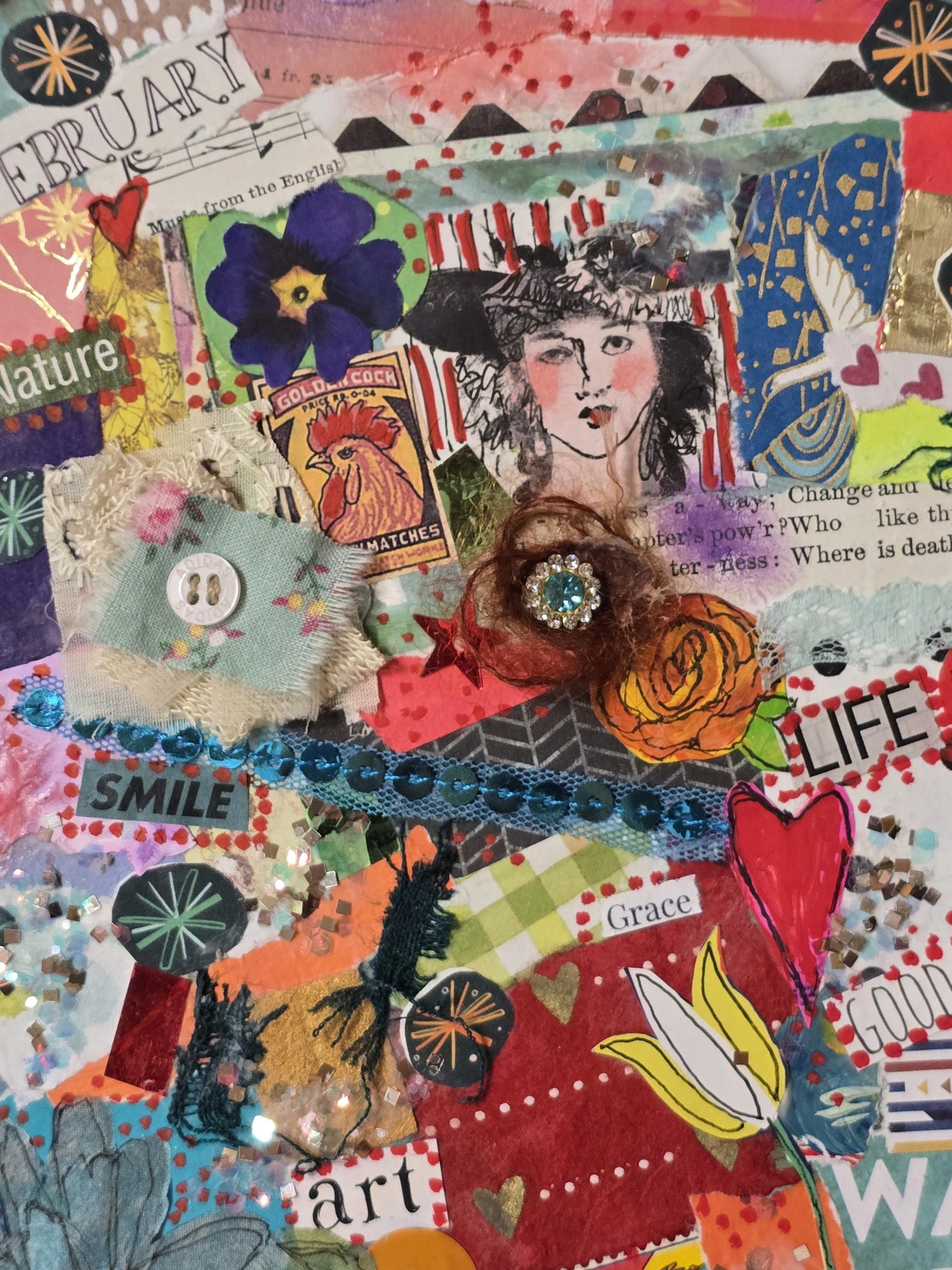 Happy Thoughts Collage Art: Mixed Media Painting, Matted 11x14 - Etsy