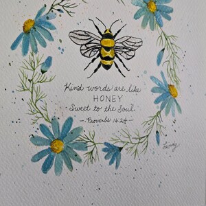 A Proverb, Art Watercolor Painting, Honeybee Bumblebee Flowers, Daisies ...