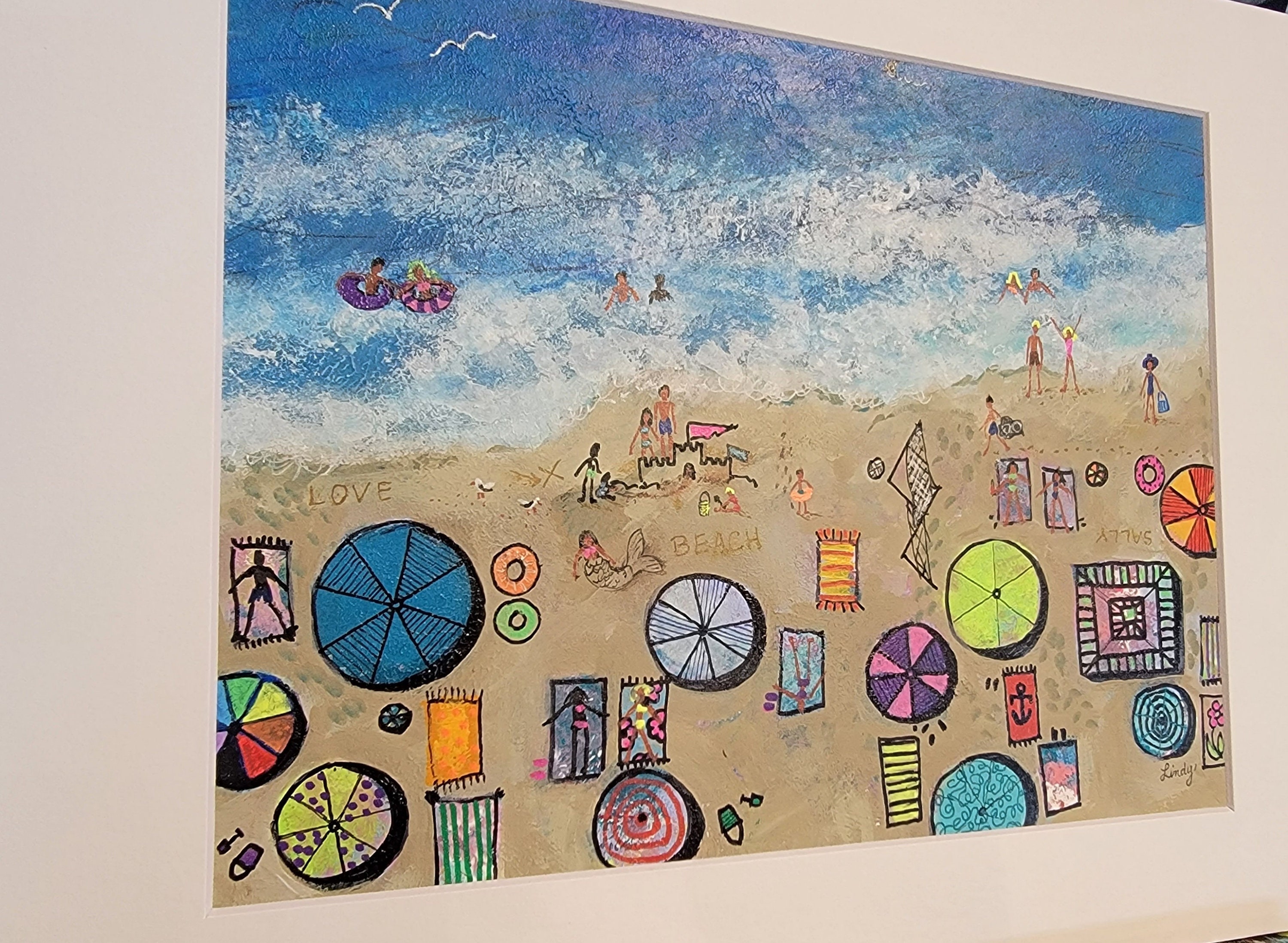 Beach Vacation Art Painting Mixed Media Sand Surf Sea - Etsy