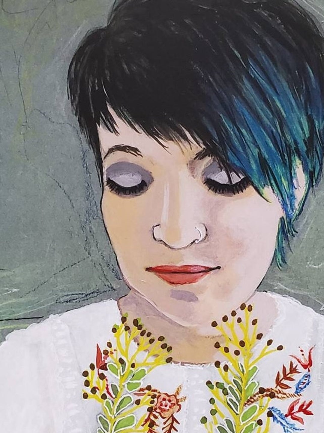 Wendy With Flowers Art Print: Signed Portrait, 9x12 Wall Decor - Etsy