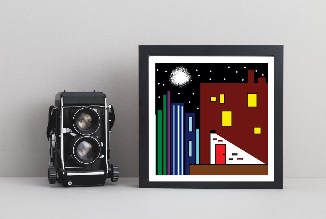 Backdoor original Art Print, Illustration, Cityscape, Wall Art, Back ...