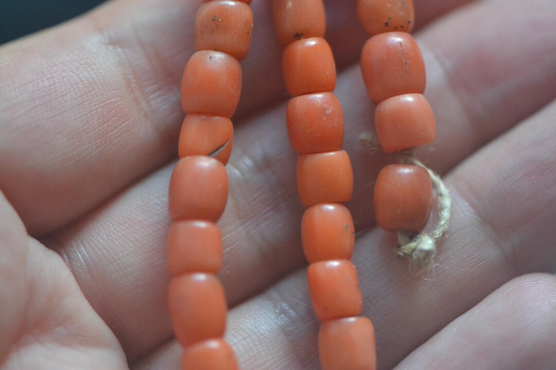 8.5 Grams of Antique Coral Beads, Natural Coral Beads, Genuine Corals ...