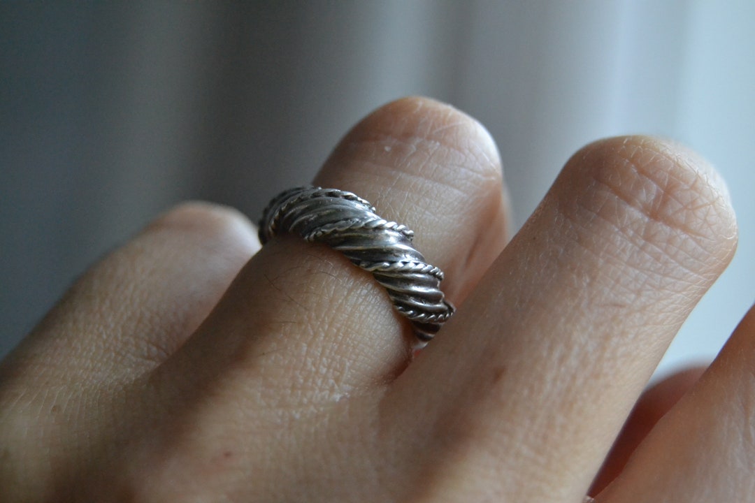 Soviet Vintage Sterling Silver Twisted Ring, Silver Rope Ring, Soviet ...