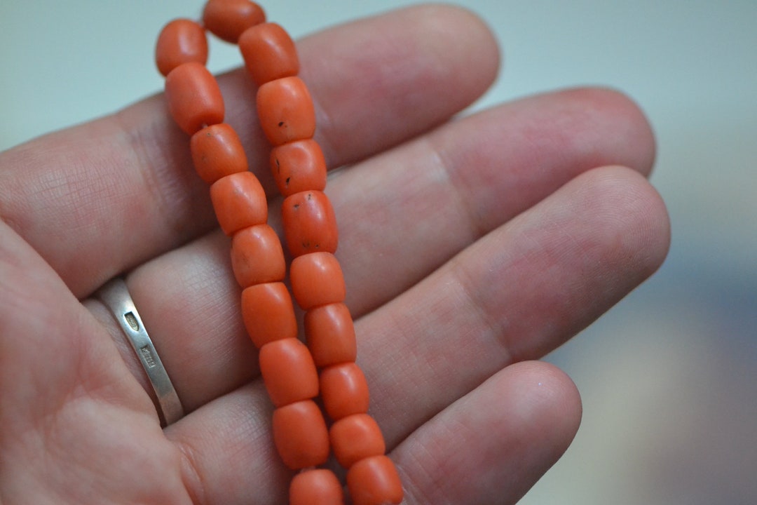 9 Grams of Antique Coral Beads, Natural Coral Beads, Mediterranean ...