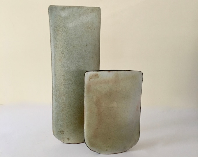 Studio Pottery Vases, Val Barry, Two Flat Form Vases, Studio Pottery ...