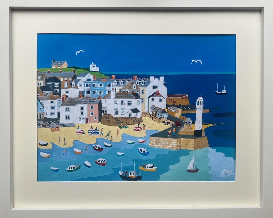 Harbour Beach St Ives Art Print Richard Lodey Cornish Artist Colourful ...