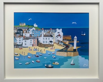 St Ives Cornwall Coastal Village Art, Harbor Boats Decor, Cornish ...