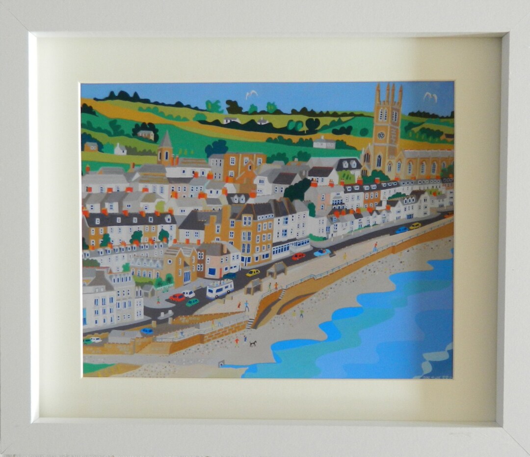 Framed Art Print Penzance Cornwall Seaside View Artist Richard Lodey ...