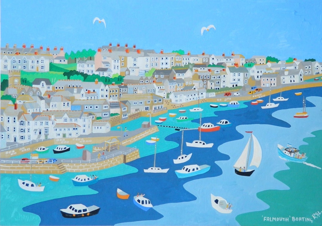Falmouth, Cornwall, Framed Print by Richard Lodey, Cornish Artist ...