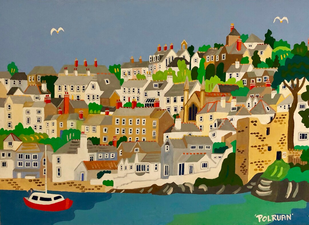 Polruan, Cornwall, Impresión de arte enmarcado, Richard Lodey ...