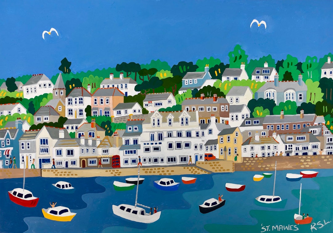 St Mawes, Cornualles, Lámina enmarcada, Richard Lodey, Asociación de ...