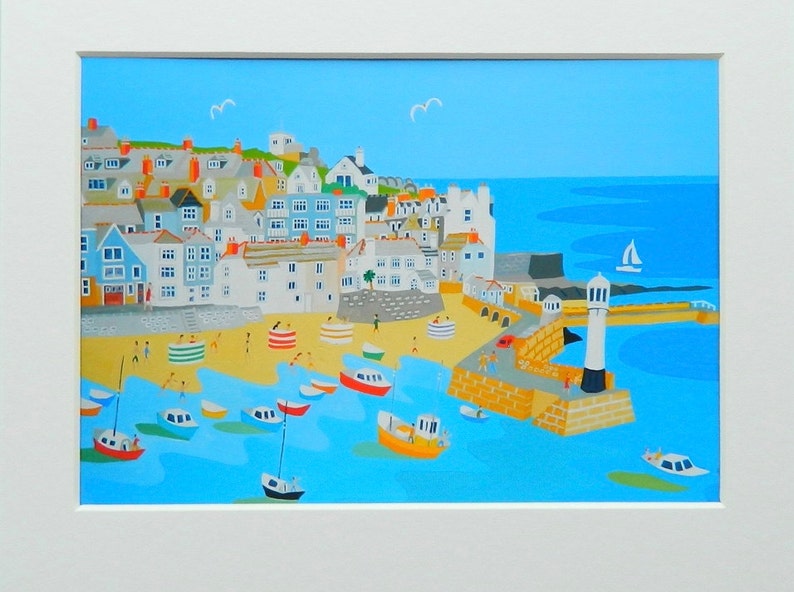 St Ives, Cornwall, Unframed Print, by Artist Richard Lodey, Seaside ...