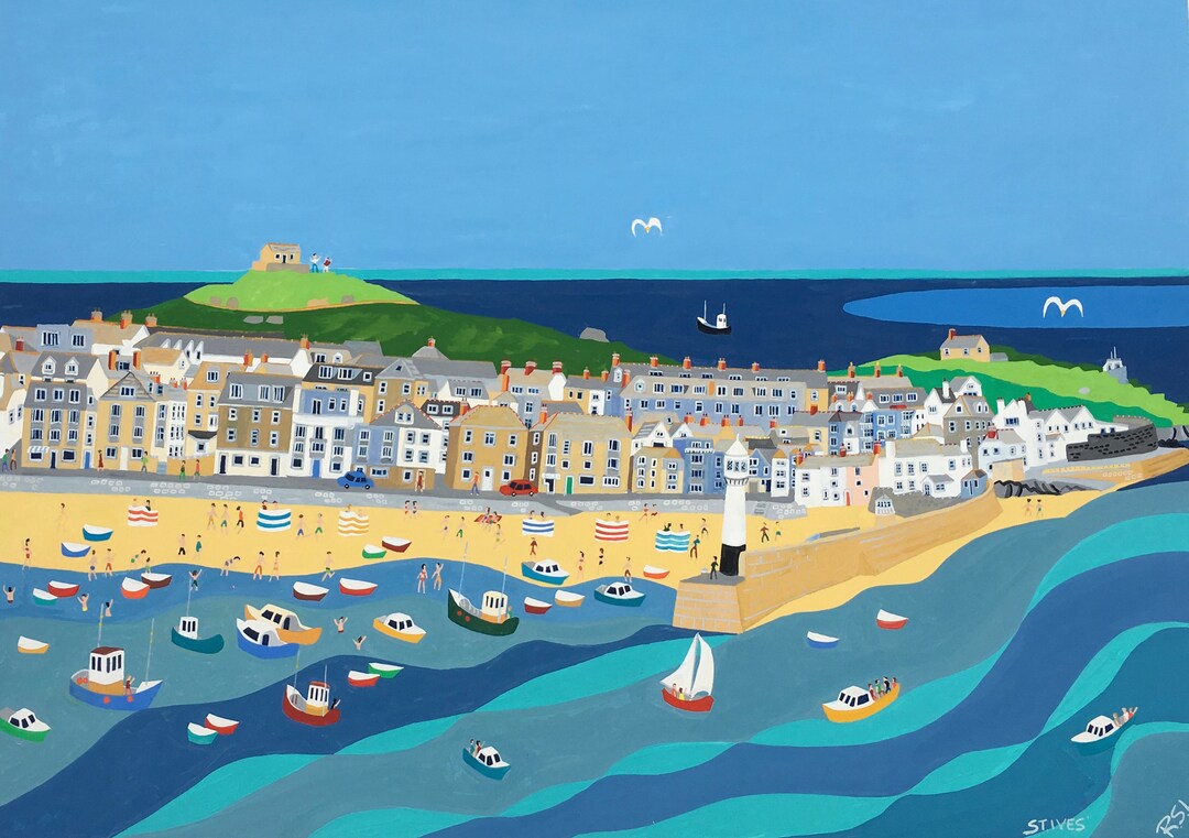Art Print, Unframed Picture of St Ives, Cornwall, Artist Richard Lodey ...
