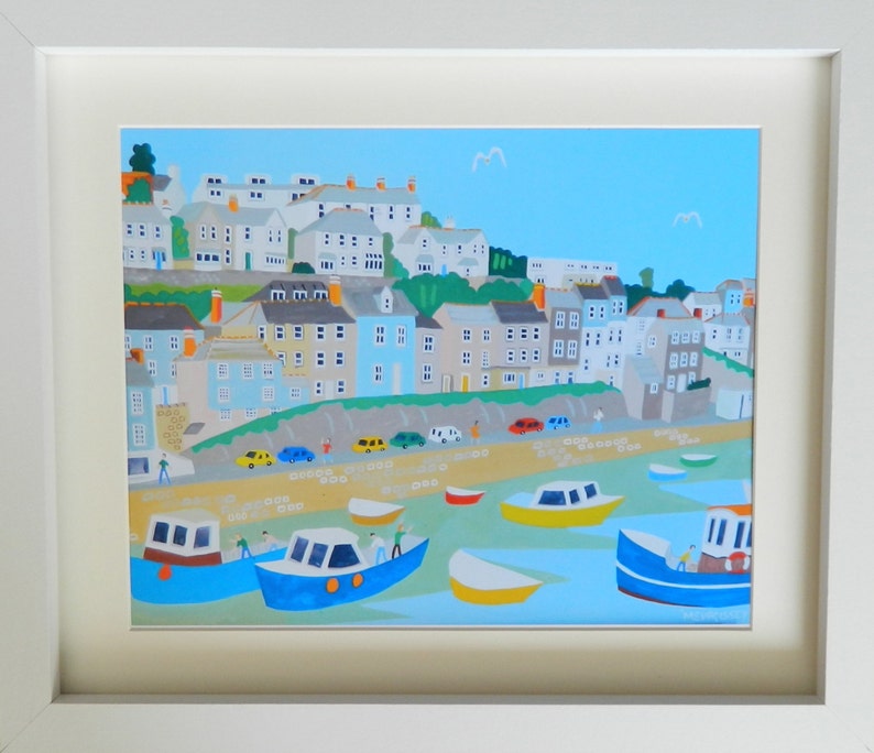Framed Art Print Mevagissey Cornwall Seaside View Artist Richard Lodey ...