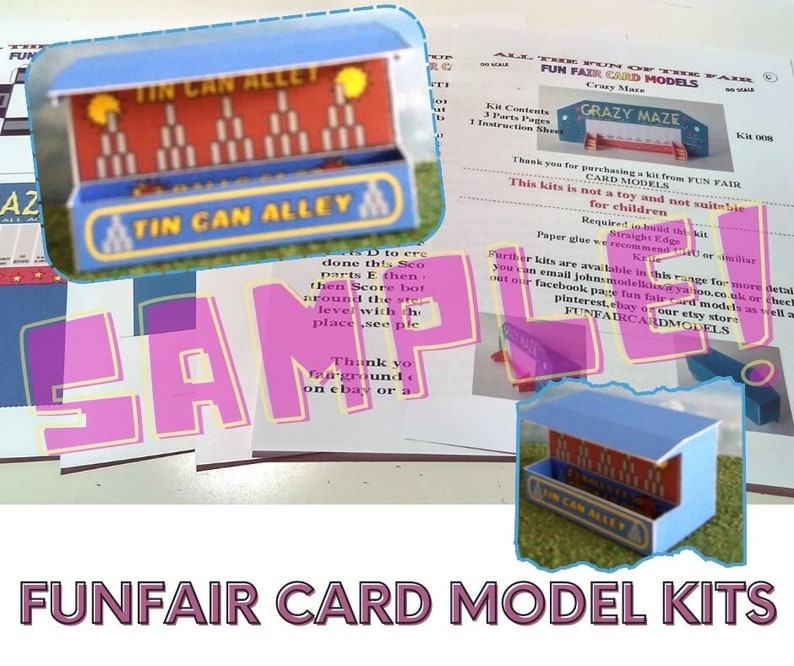 OO Scale Tin Can Alley Attraction Funfair Card Model Kit PDF Digital ...