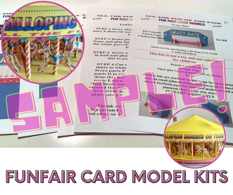 OO Scale Funfair Carousel Ride Card Model Kit PDF Digital Download - Etsy