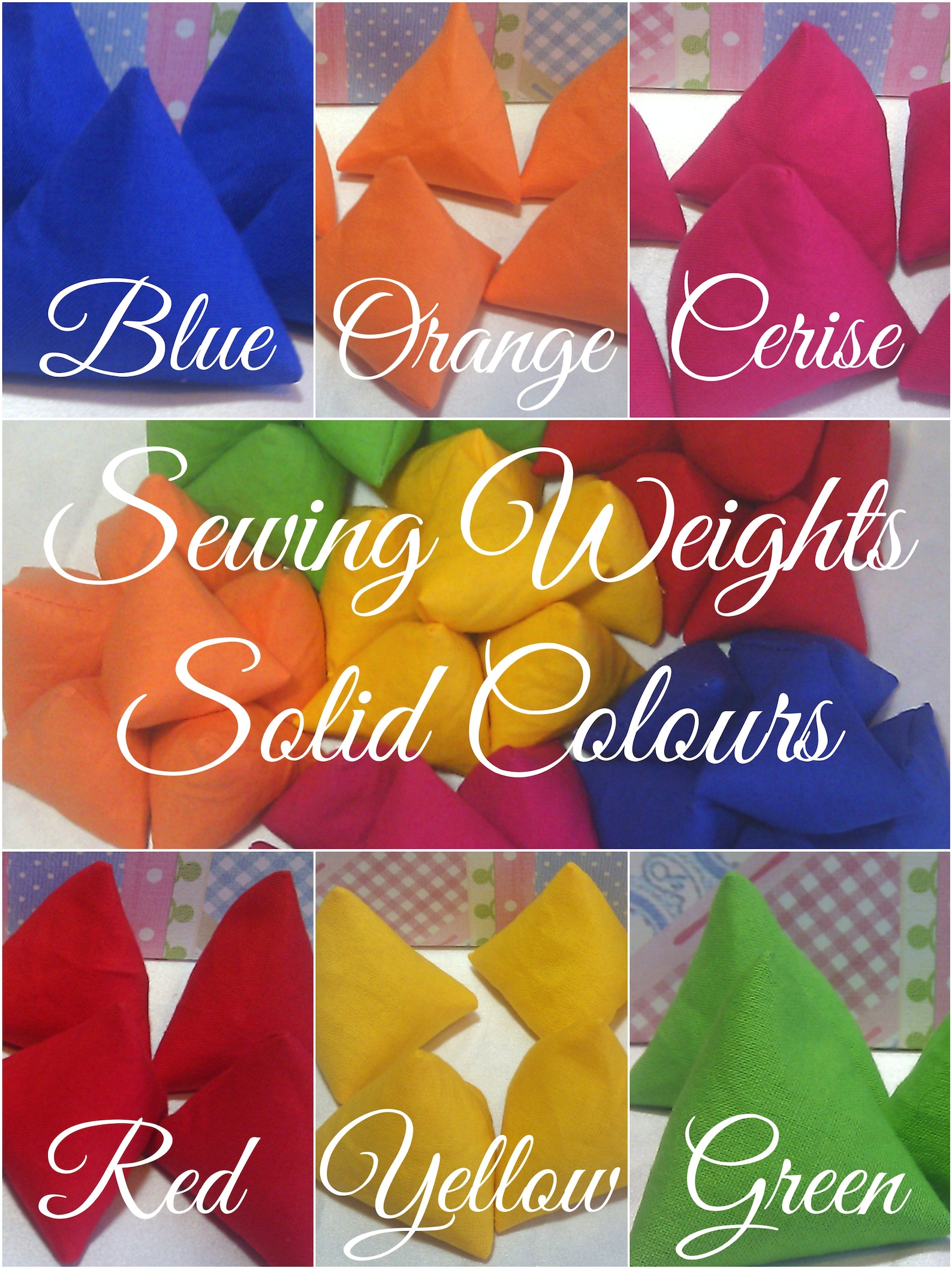 Set of 6 Colourful Sewing Pattern Weights, Pyramid Weights, Sewing ...