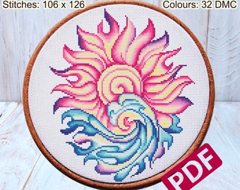 Sun Cross Stitch - Etsy