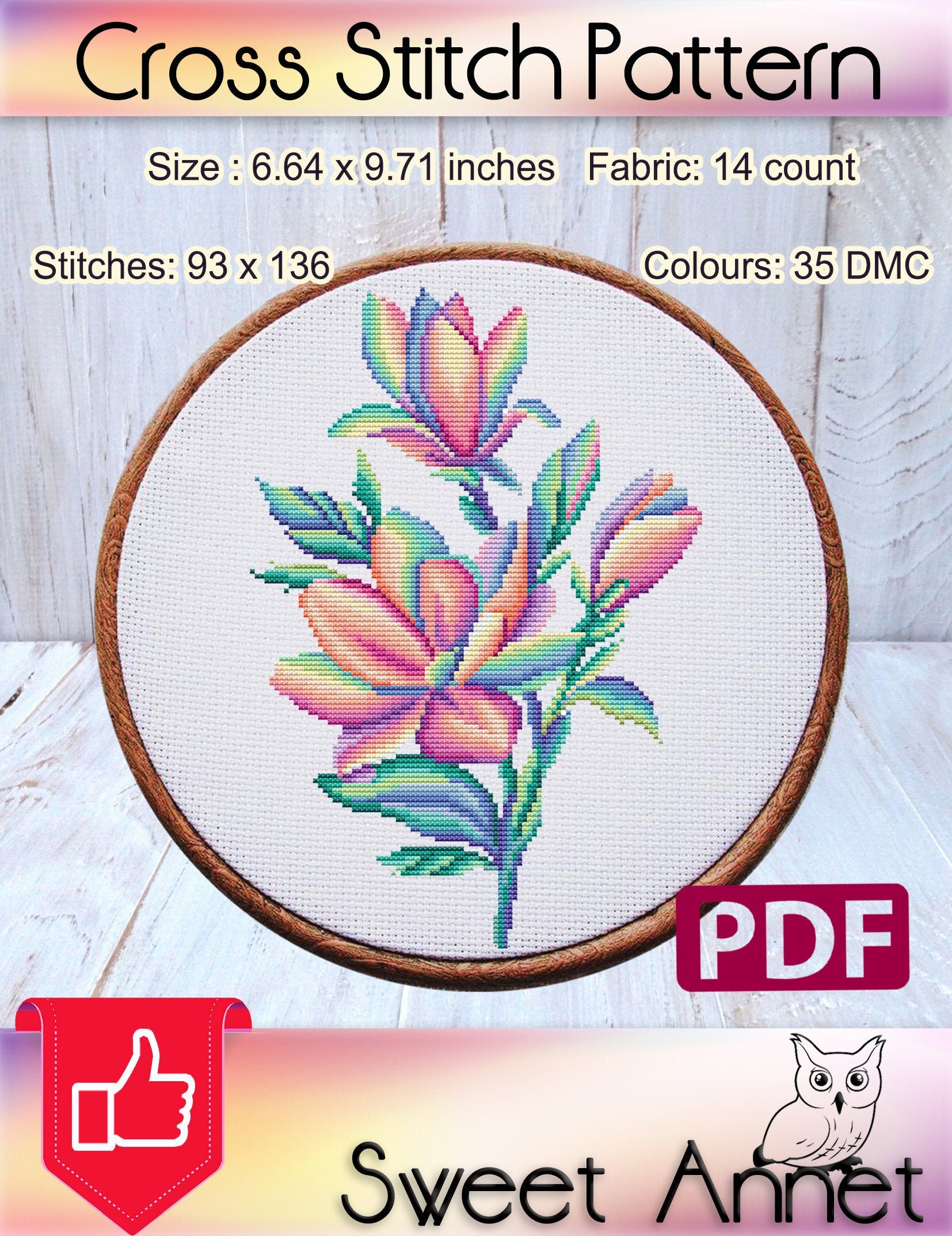 Beginner Cross Stitch Pattern: Easy Modern Flowers - Etsy