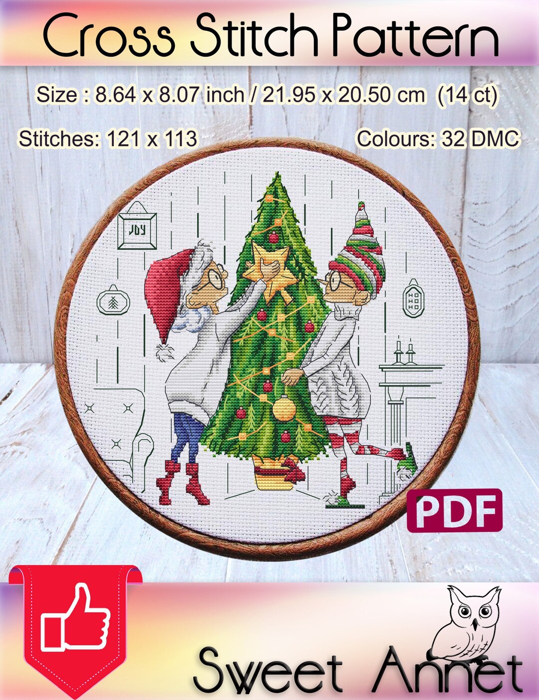 Cross Stitch Pattern: Christmas Tree, Christmas Stocking, Funny ...