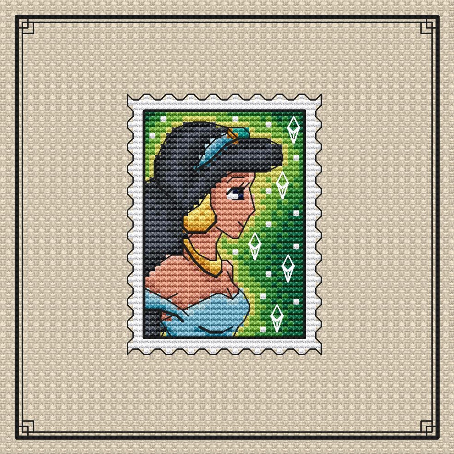 Princess Cross Stitch Jasmine Cross Stitch Modern Cross | Etsy