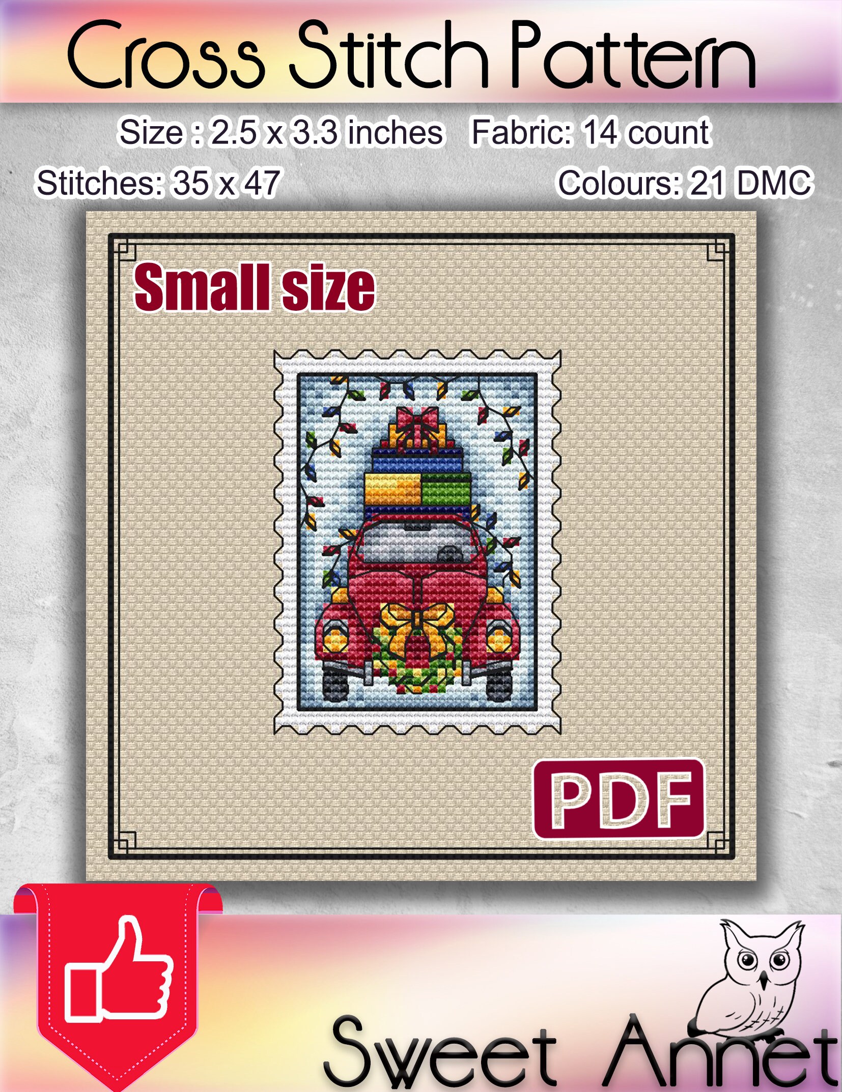 Small Cross Stitch Pattern: Christmas, Santa, New Year, Winter, Gift ...