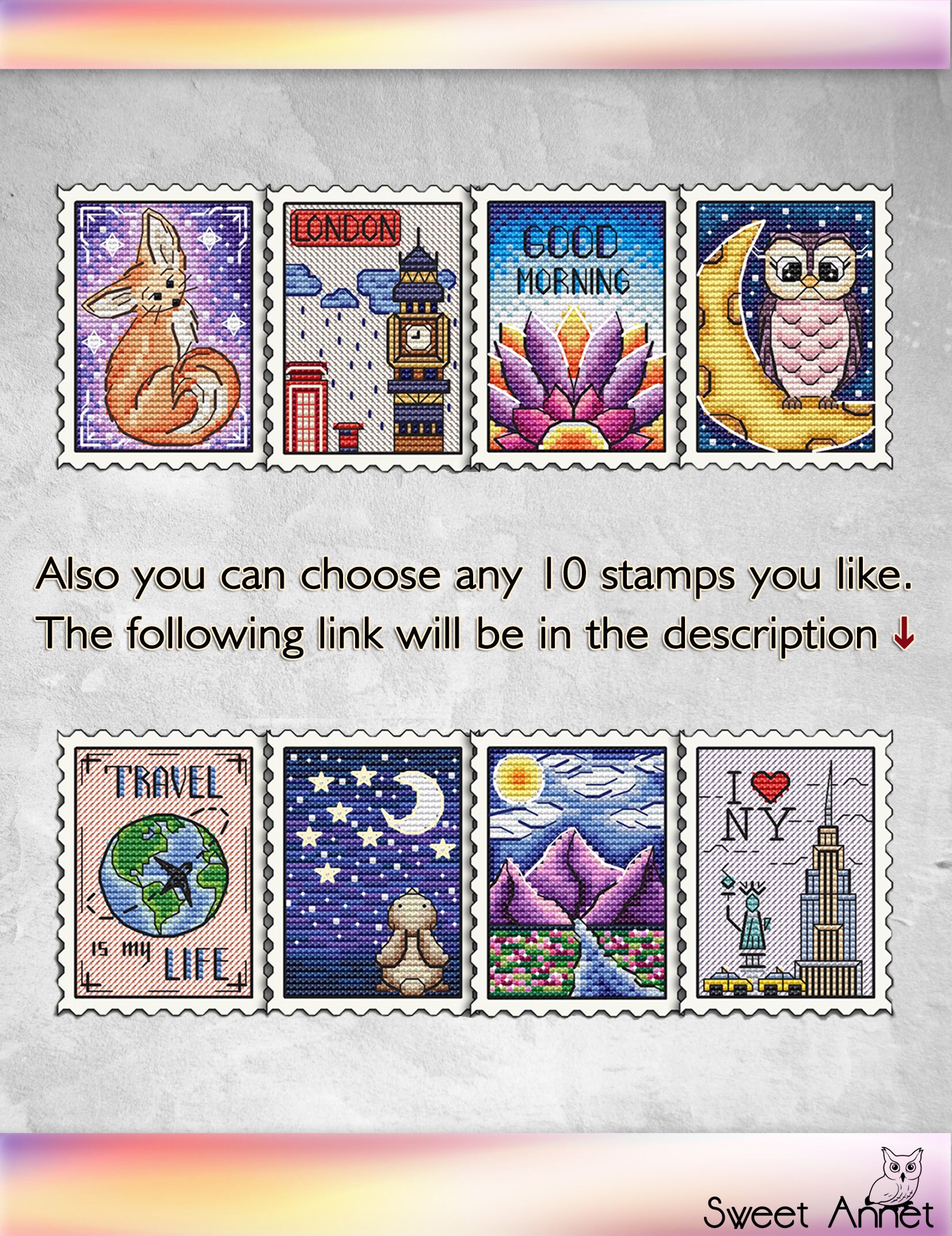 Stamp Cross Stitch Pattern Travel Cross Stitch Pattern - Etsy