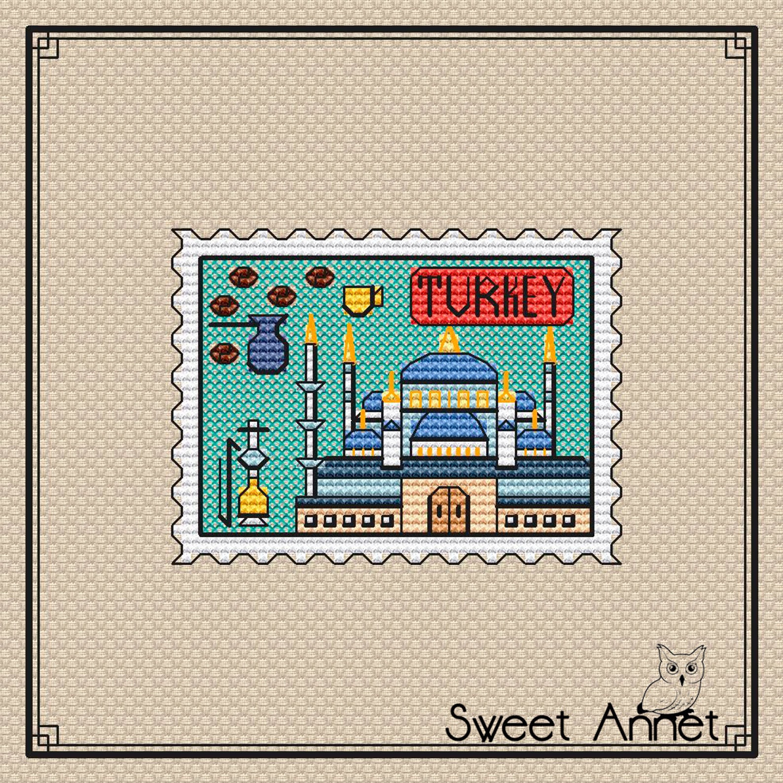 Turkey Cross Stitch Pattern Travel Cross Stitch Cross Stitch - Etsy