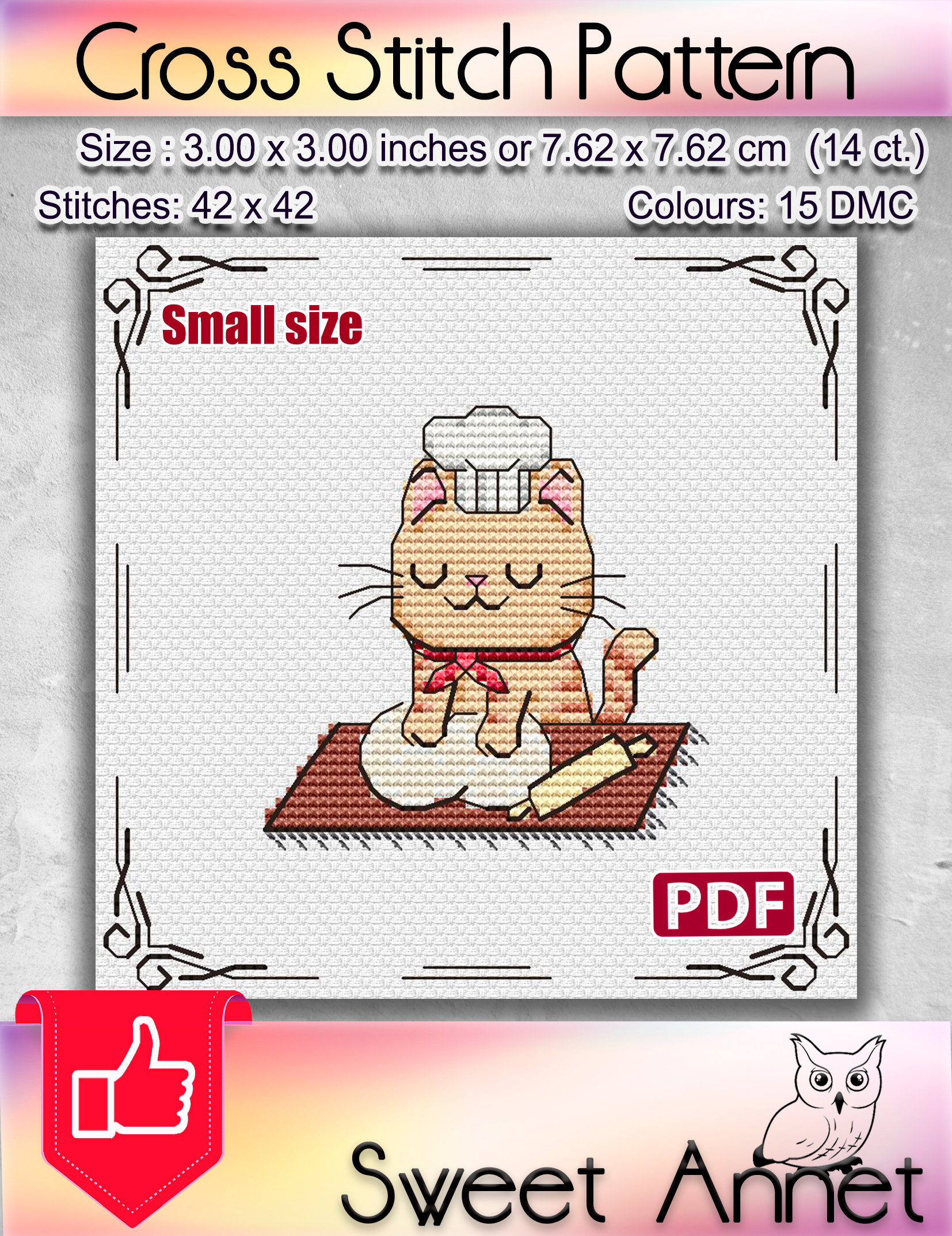 Chef Kitten Kitchen Cross Stitch Pattern Cross Stitch - Etsy