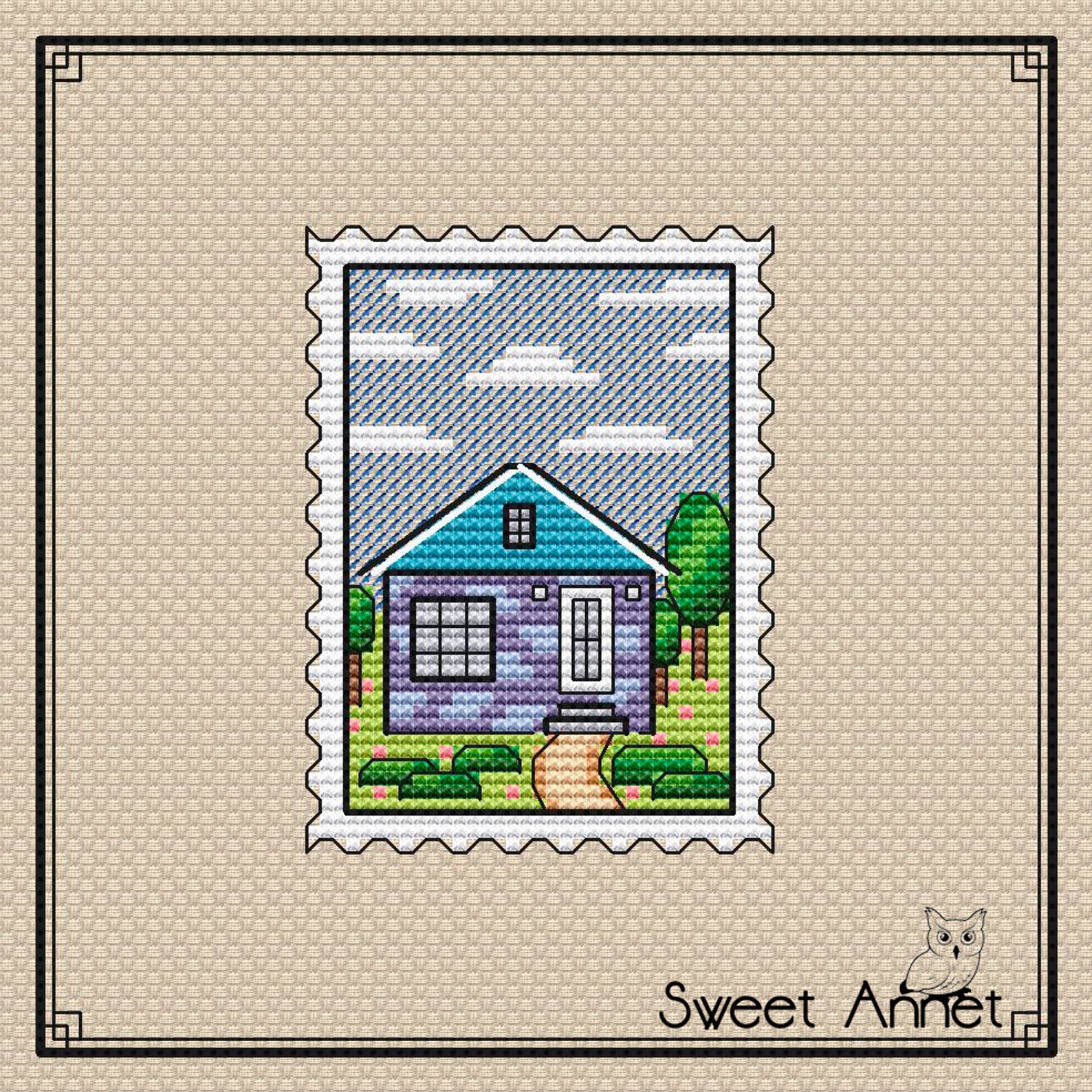 Small Cross Stitch Pattern: Stamp House Home Flowers Easy | Etsy