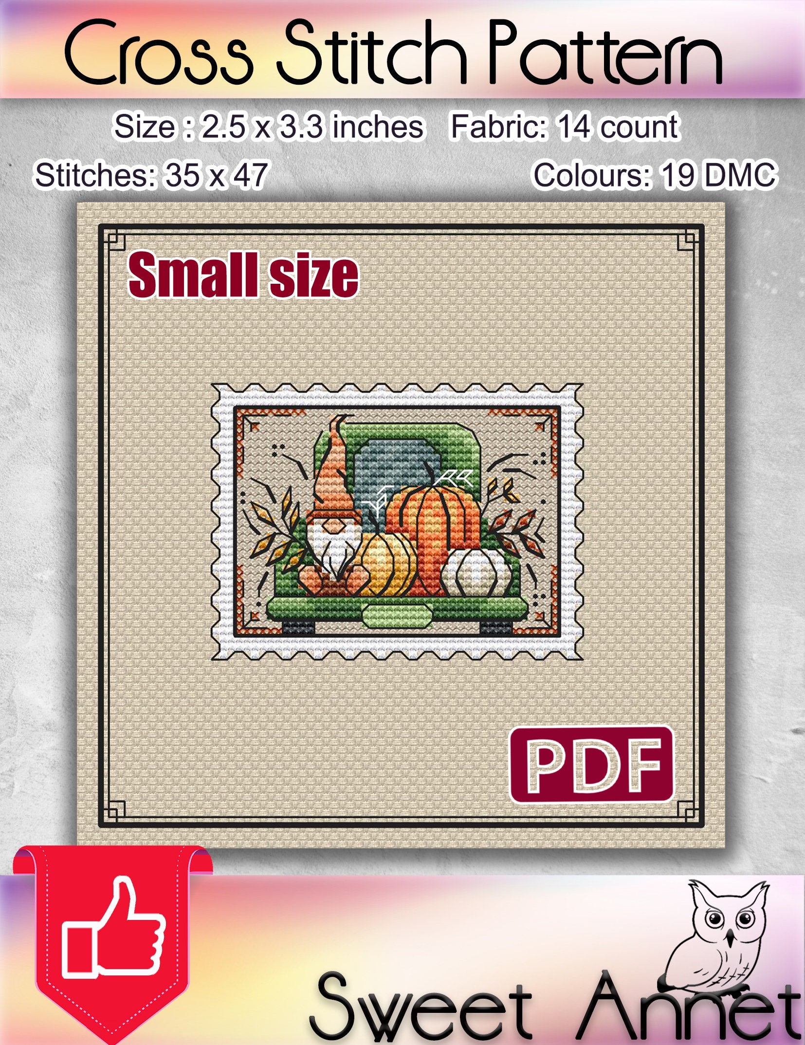 Small Cross Stitch Pattern: Gnome, Fairy, Pdf, Funny, Plastic Canvas ...