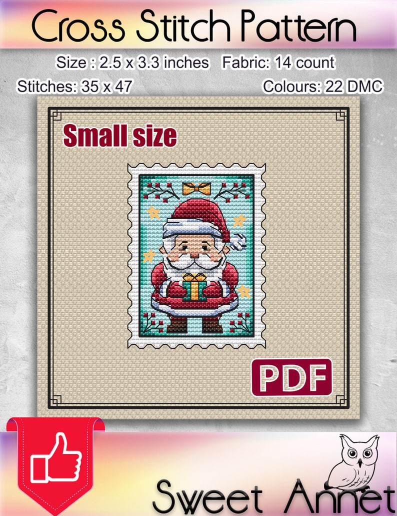 Small Cross Stitch Pattern: Christmas Santa New Year - Etsy