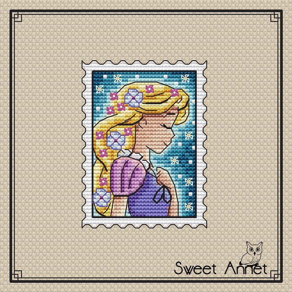 Princess Cross Stitch Rapunzel Cross Stitch Small Cross - Etsy