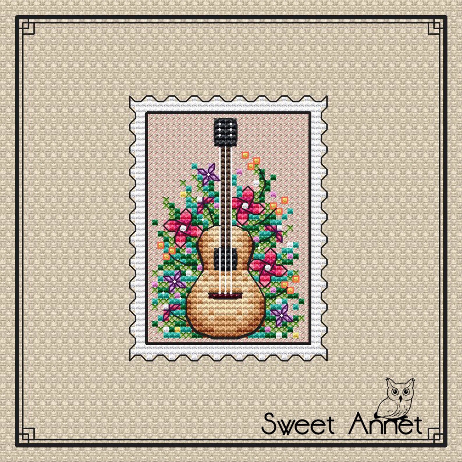 Guitar Cross Stitch Plant Cross Stitch Pattern Summer Cross - Etsy