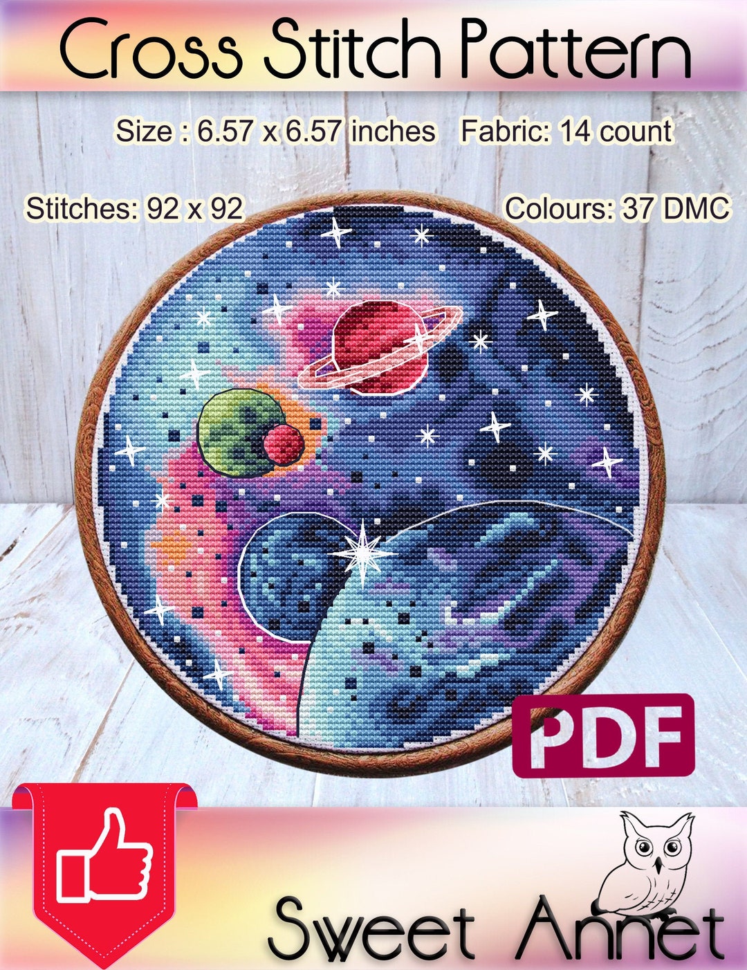 Cross Stitch, Cross Stitch Pattern, Space Cross Stitch Pattern, Galaxy ...