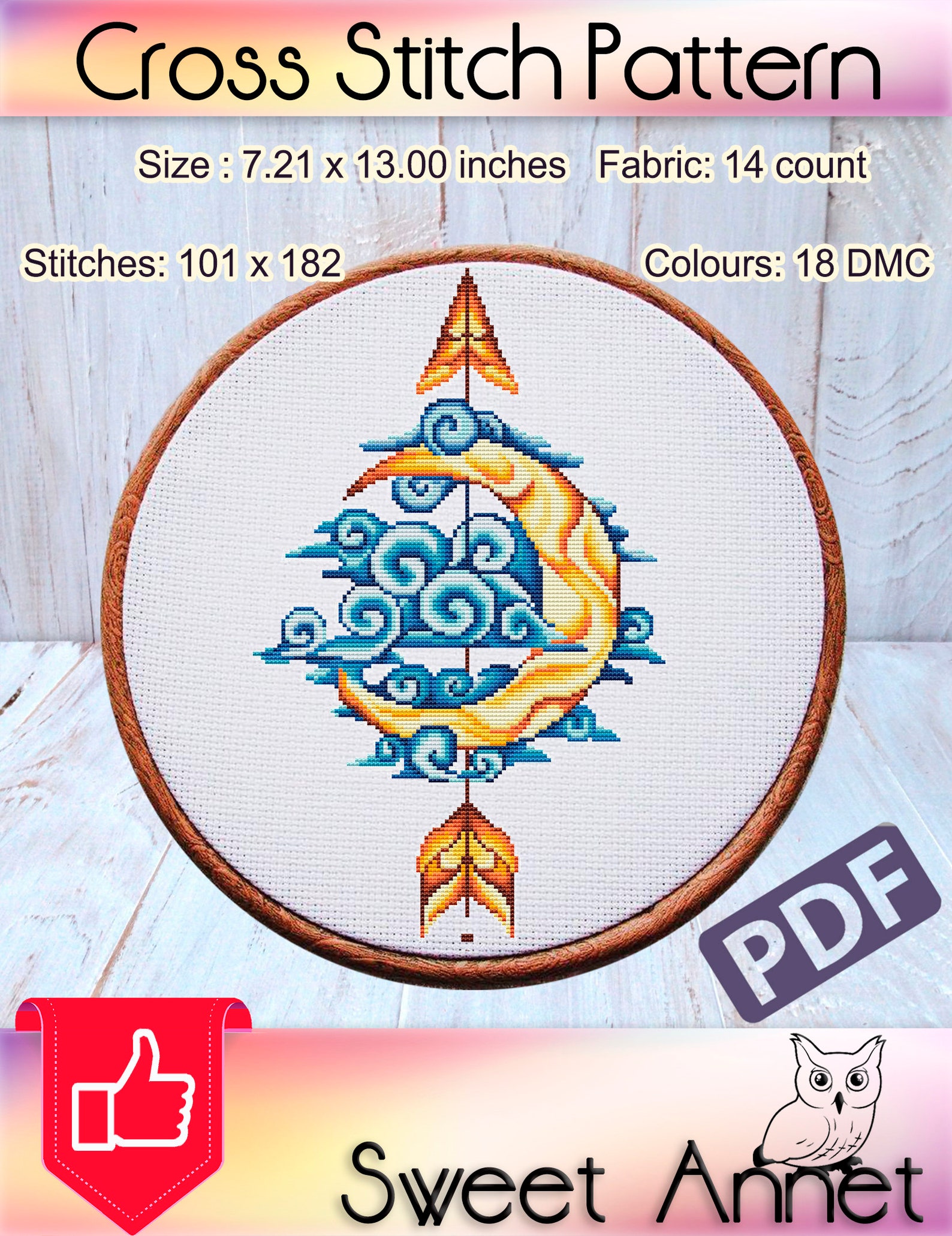 Moon Cross Stitch Cross Stitch Designs Cross Stitch Pattern | Etsy