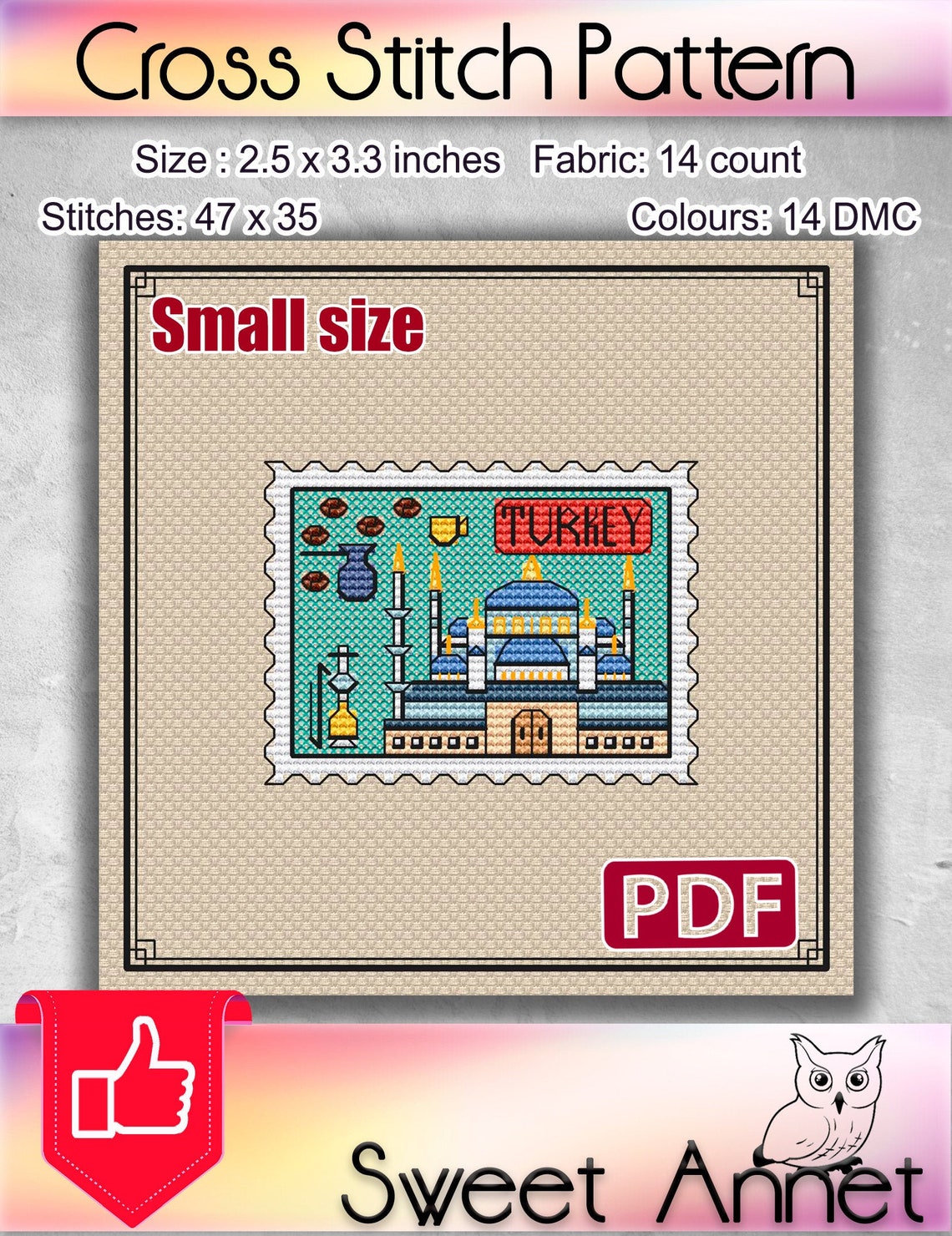 Turkey Cross Stitch Pattern Travel Cross Stitch Cross Stitch - Etsy