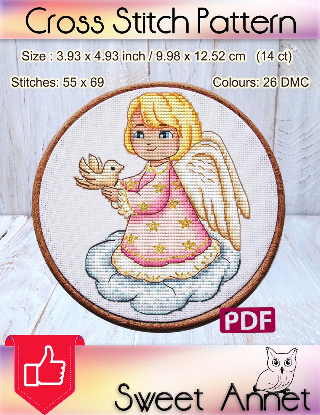 Christmas Cross Stitch Pattern, Baby Cross Stitch, Angel Embroidery ...