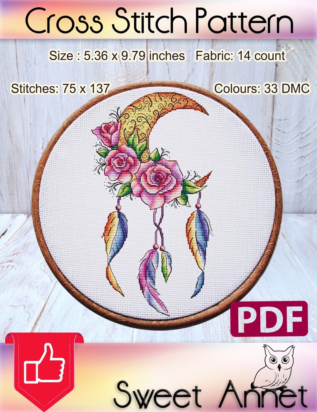 Dream Catcher Cross Stitch, Spring Cross Stitch, Cross Stitch Pattern ...