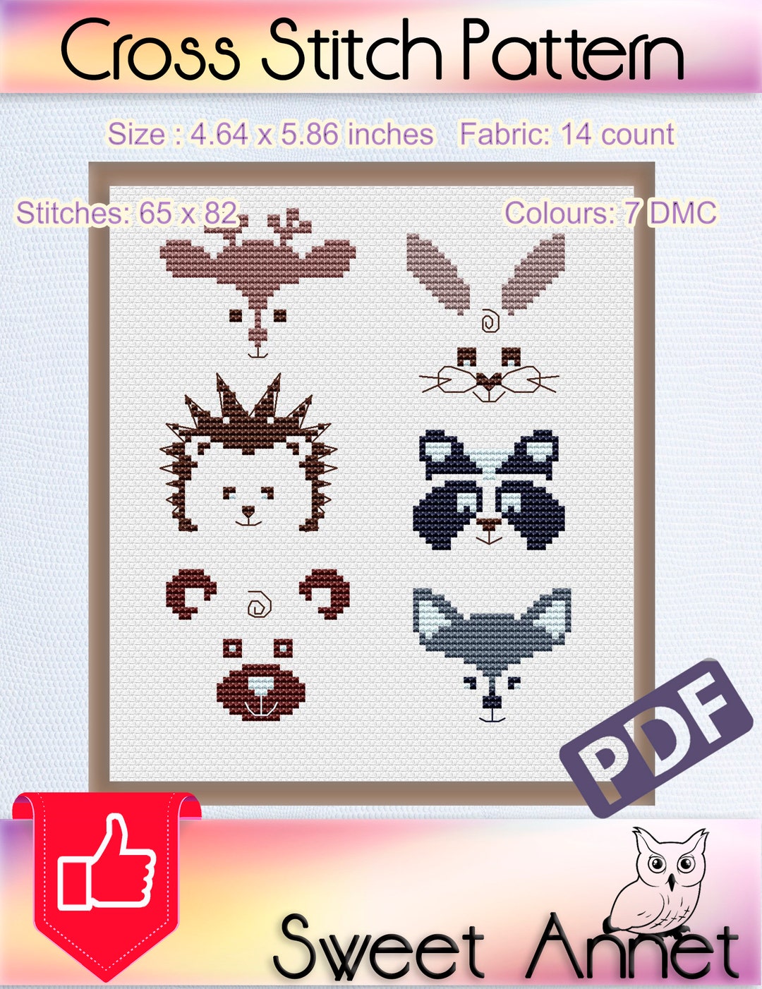 Woodland Animals Cross Stitch Pattern, Forest Cross Stitch, Hedgehog ...