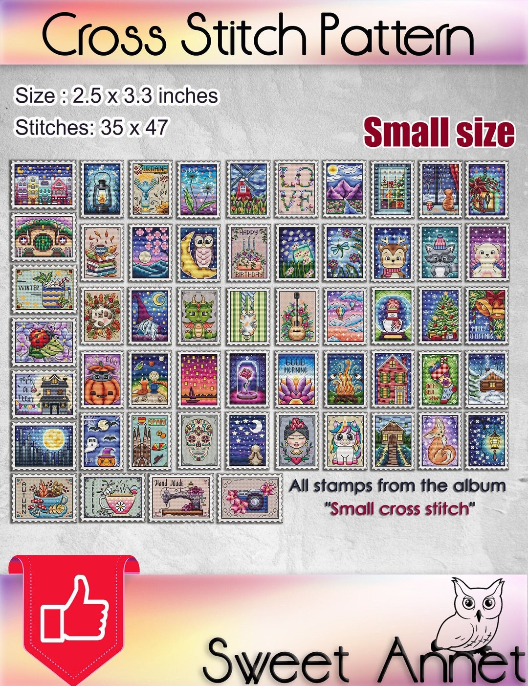 Сross Stitch Pattern: All Stamps, PDF, Small, Funny, Modern, Plastic ...